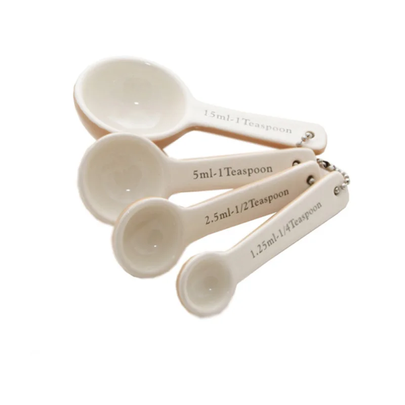 Cute Glazed Ceramic Measuring Tea Spoons for Baking