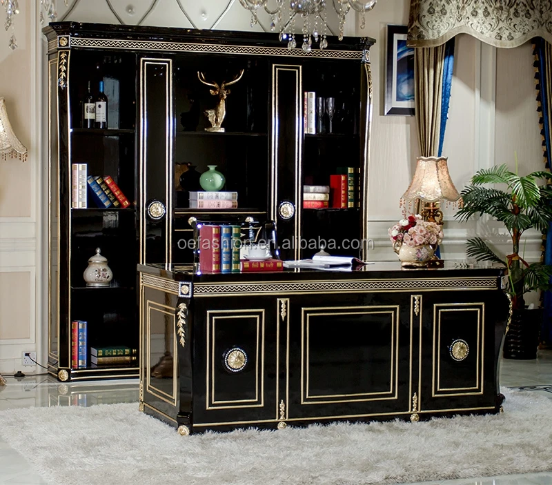 OE-FASHION Neoclassical study furniture, solid wood hand-carved writing ...