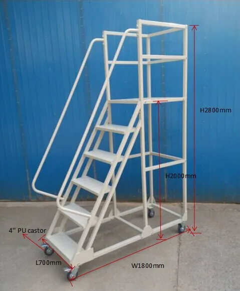 Multiple Steps Trolley 2.5 Meters Rails Ladder Trolley for Warehouse or ...