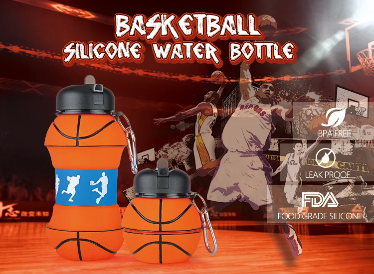 Custom Eco-Friendly Basketball Shape Silicone Water Bottle