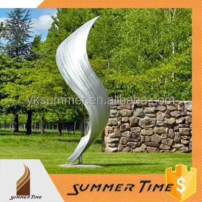 Modern Garden Display - Stainless Steel Wave Sculpture
