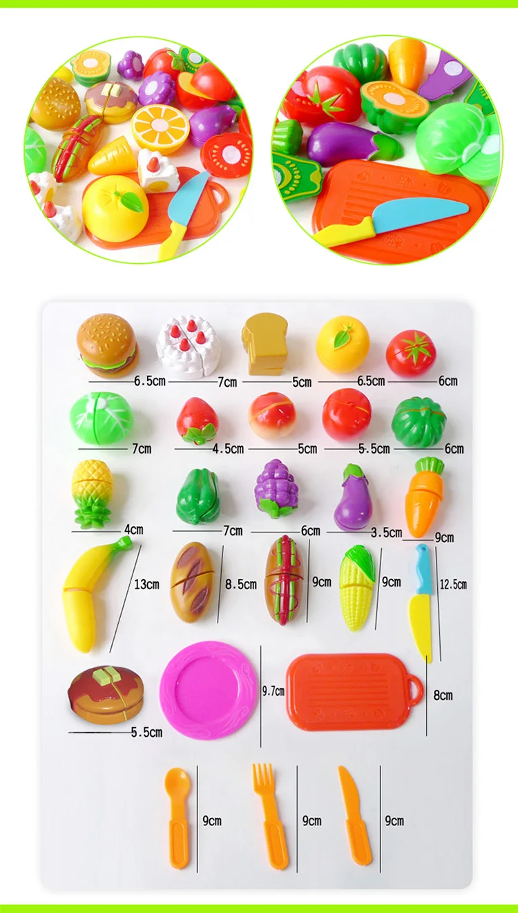 Cutting Play Pretend Food Set - Cuttable Fruits & Vegetables Kitchen ...