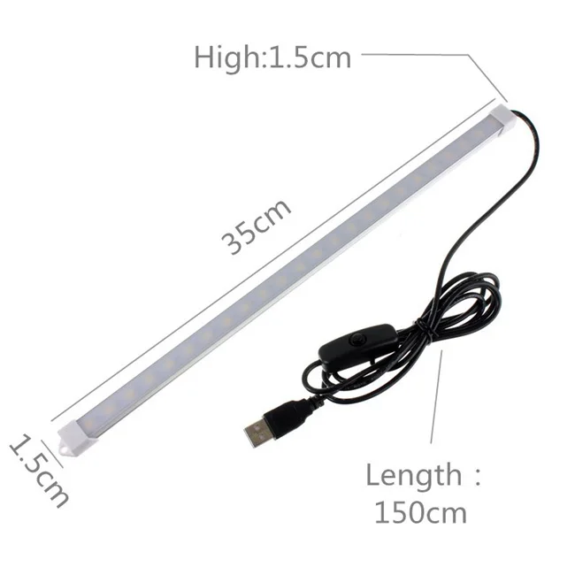 5v 35cm Usb 24 Leds Led Hard Strip Light Tube Lamp Bulb On/off Switch ...
