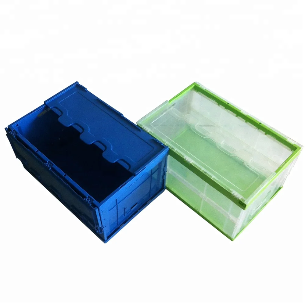 Security Attach Lid Stackable Storage Plastic Folding Collapsible Boxes ...