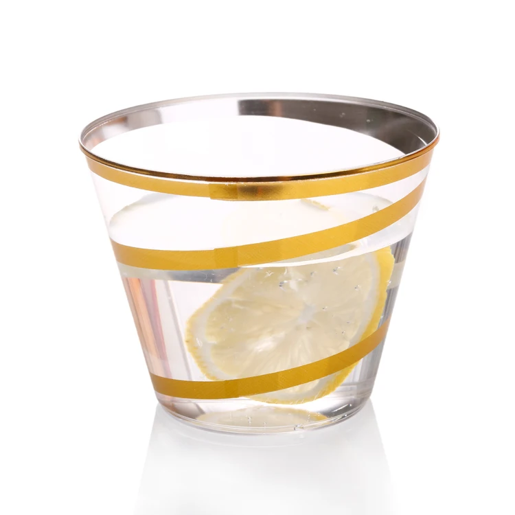 9oz PS Gold Rim Plastic Cup - Perfect for Parties & Events
