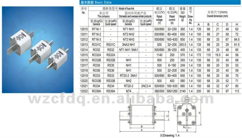 Nh/nt Type 500v 630 Amp Knife Fuse Thermal Fuse - Buy Nh/nt Fuse,Knife ...