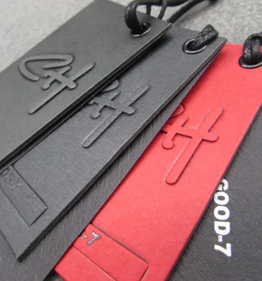 Thick Black Cardboard Embossed Swing Tag Clothing Garment Tags for Clothes