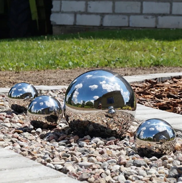 Stainless Steel Hollow Spheres - Modern Garden Decor