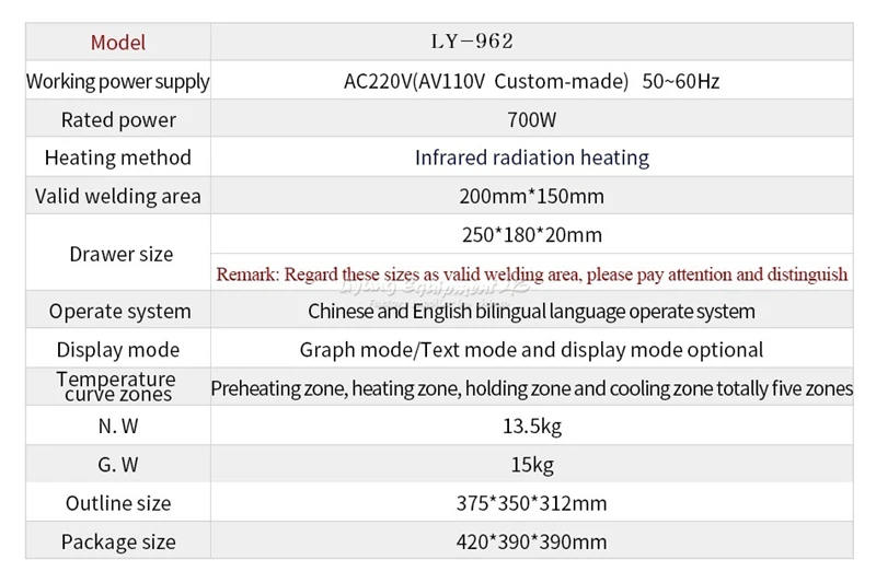 Digital Display with Programmable SMD Smt Reflow Oven LY 962 ...