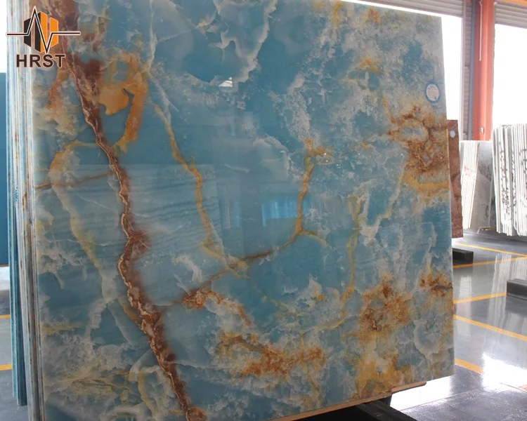 Blue Onyx Marble Panels - Book-Matched Design & Polished Finish