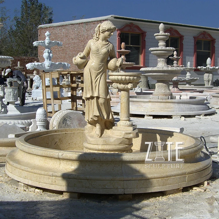 Lady Pouring Water Egypt Cream Marble Water Fountain Statues - Buy ...