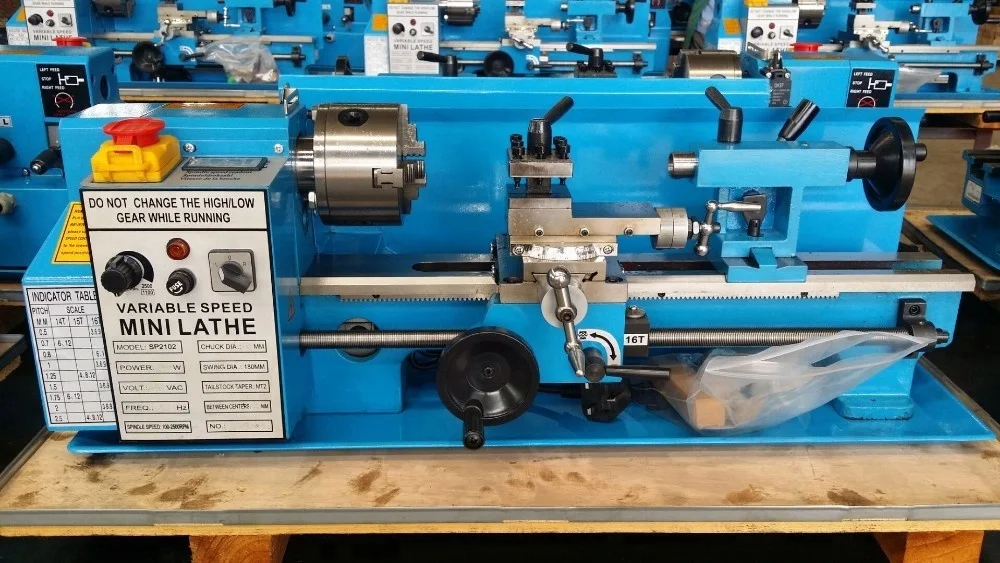 Mini Metal Lathe Machine SP2102 - Compact Desktop Bench Lathe for Light ...