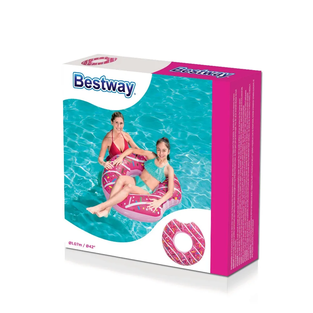 Bestway 36118 Inflatable Classic Donut Shaped Swimming Ring Pool Float ...