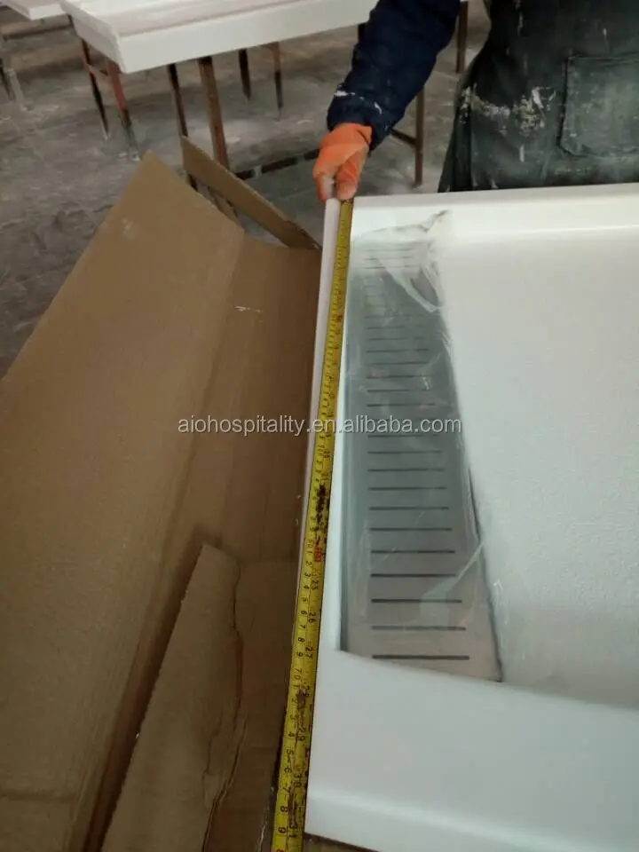 Curved Bowed Front Trench Drain Cultured Marble Shower Pan Cast Marble ...