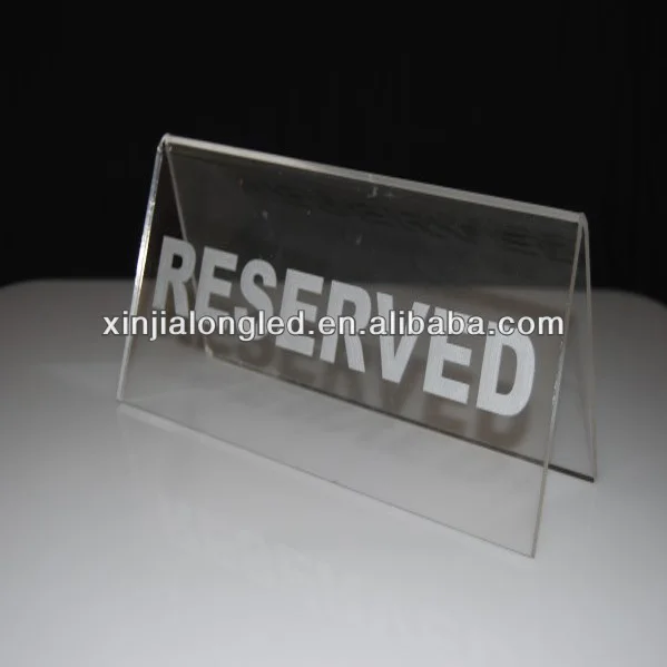 Acrylic Cpuntertop Sign Acrylic Reserved Sign Stand With Printing - Buy ...