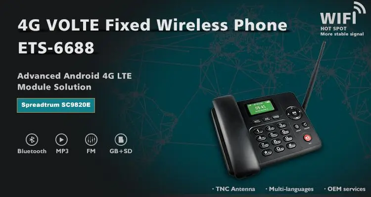 4G VOLTE GSM Fixed Table Phone - ETROSS 6688 with Bluetooth & Wifi