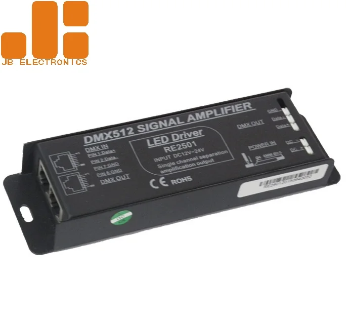 DMX Booster 1CH DMX Splitter DC12-24V Dimmable DMX512 Signal Amplifier ...