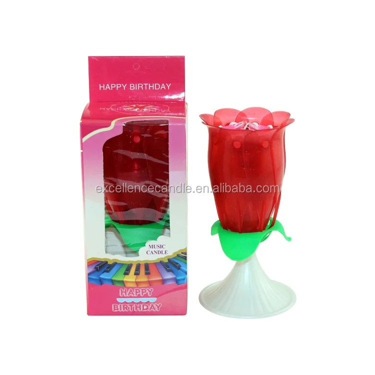 Wholesale Rose Happy Birthday Flower Candle Melody Flower Magic ...