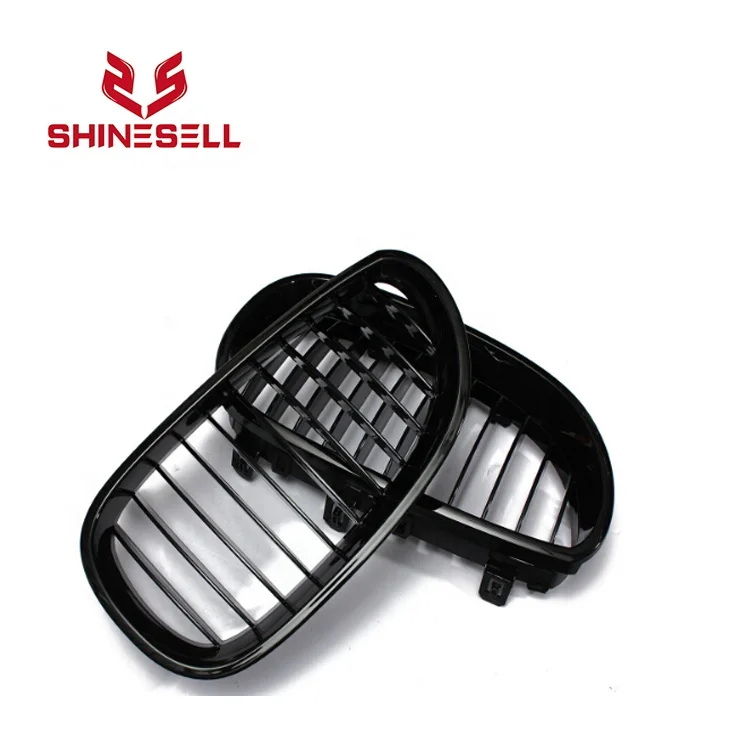 1 对 Gloss Black Single Slat Line Front Grille Kidney grill for BMW 5 ...