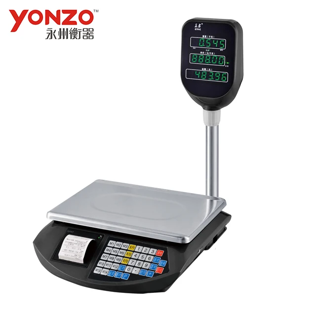 30 kg Supermarket Food Weighing Scale Digital Print Cashier Scale ...
