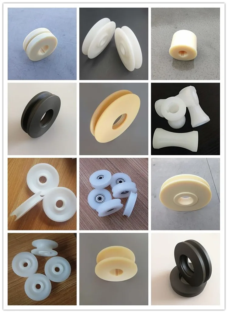 Black Plastic Nylon Sheave Pulley Roller with Bearings MC Nylon ...