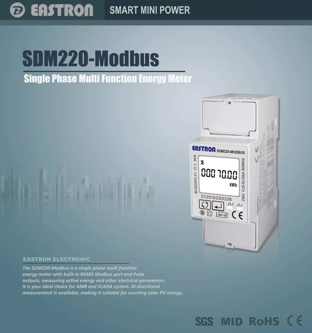SDM220-modbus Bi-directional RS485 Energy (kWh) Meter, Modbus RTU ...
