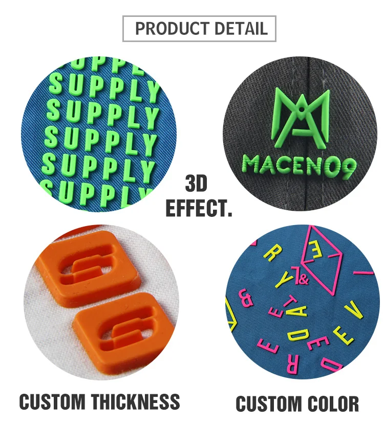 Custom Print 3D Logo Silicone Heat Transfer Printing Label