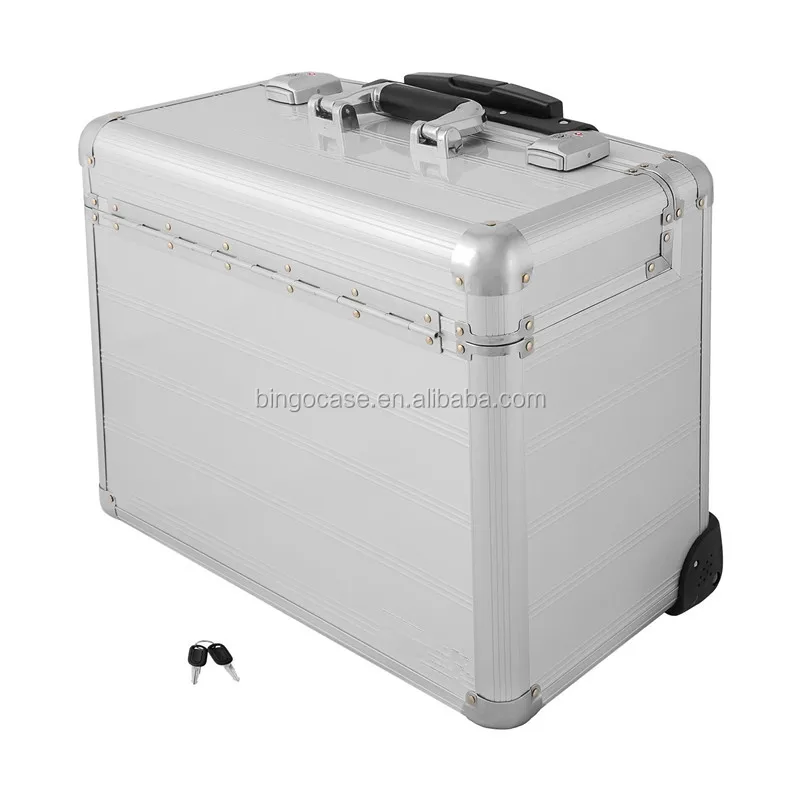 Aluminum Rolling Pilot Case Faux Leather Business Travel Briefcase ...