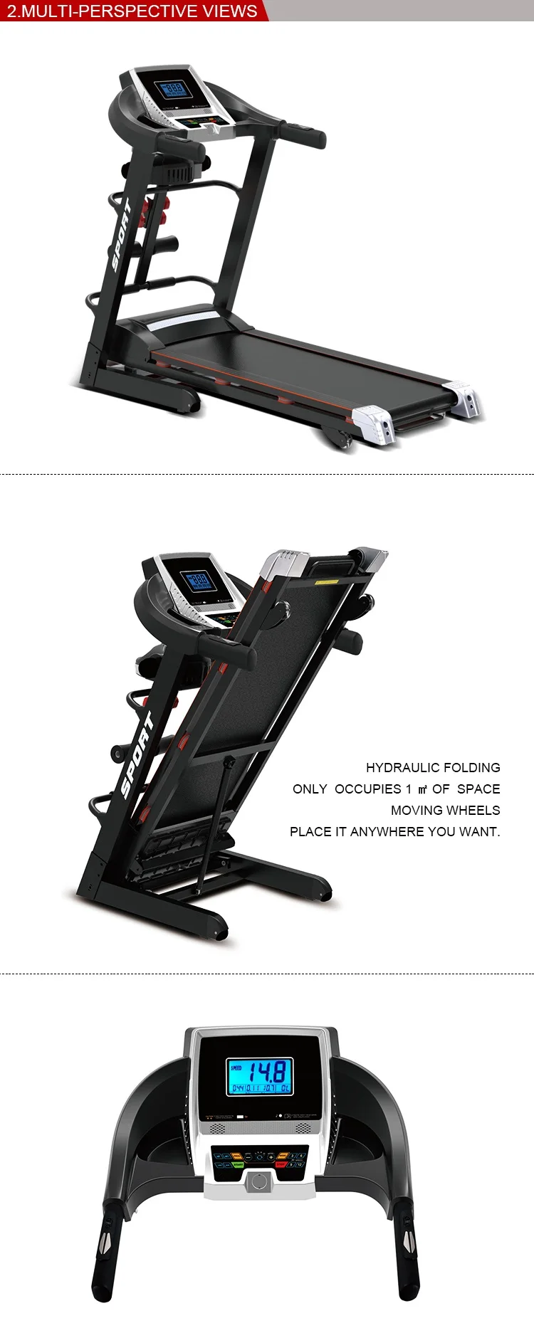 Lijiujia Folding Easy Installation Treadmill 0.8-14.8 Km/h Display Mute ...