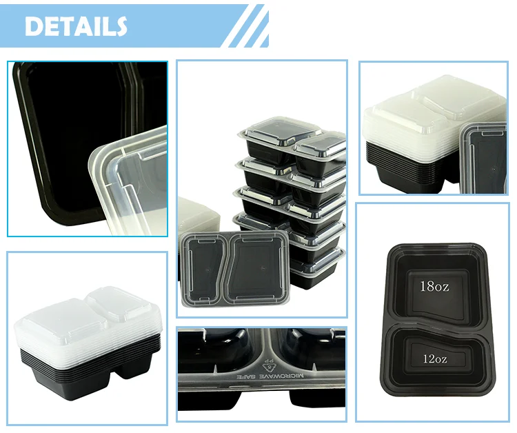 Two Compartments Transparent Plastic Disposable Airtight Food Container ...