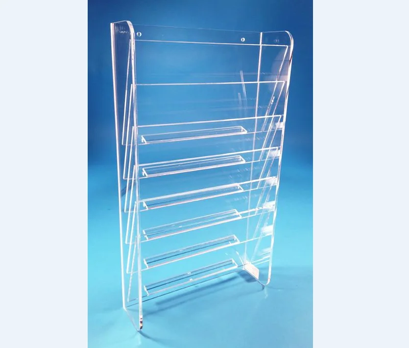 Wall Mounted Acrylic Newspaper Stand Perspex Files Storage Rack ...
