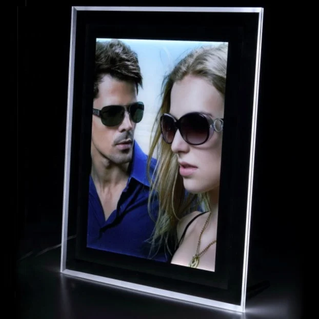 Clear Crystal Photo Frame Table Stand Led Lighting Menu A4 Led Frame ...