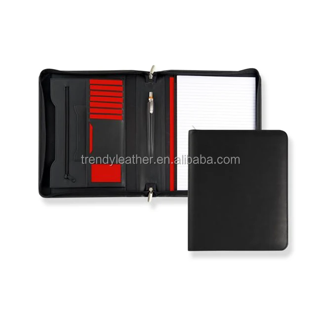 Document A4 leather compendium embossing Logo PU leather folder ...