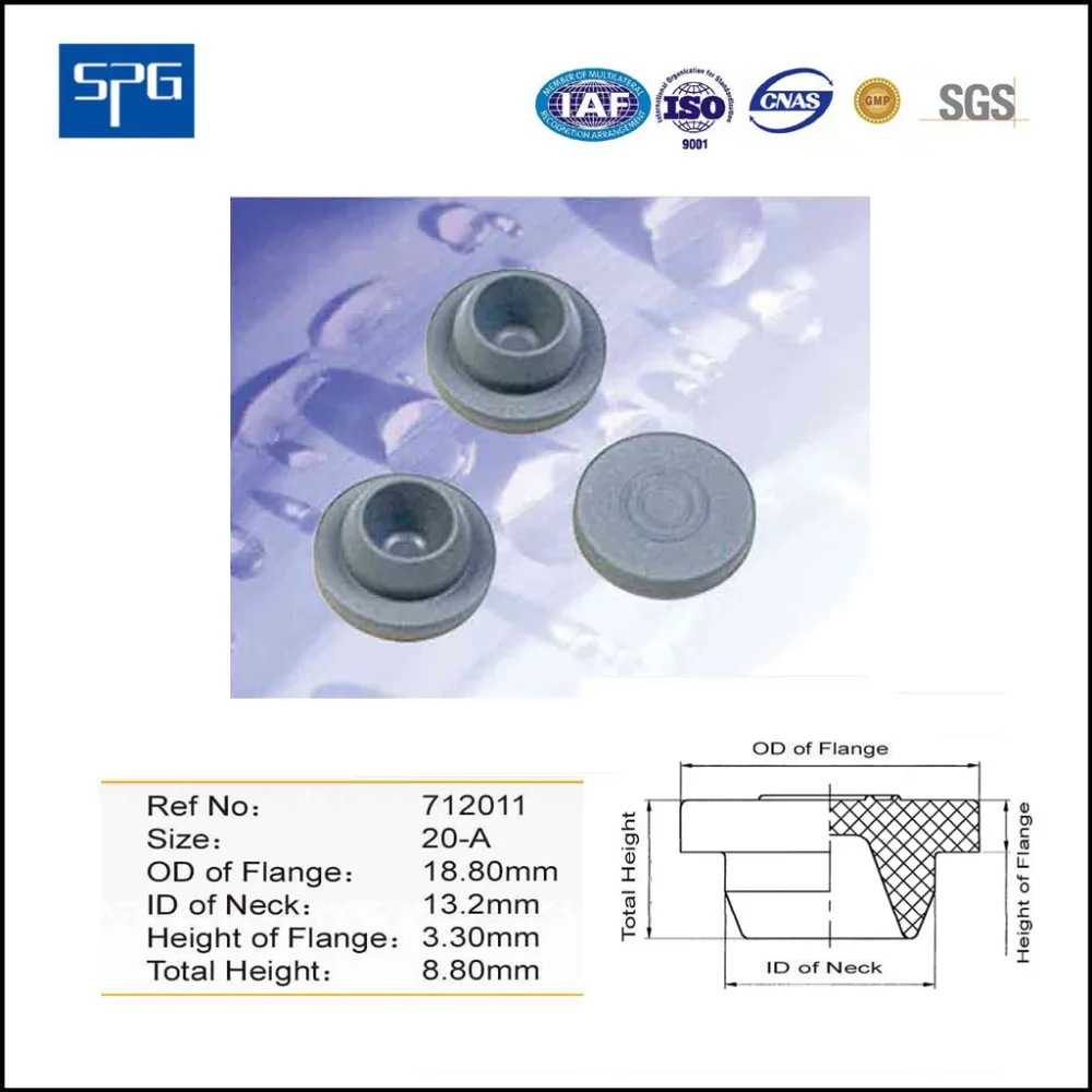 20mm Rubber Stopper Closures for Injection Vials - ISO Certified
