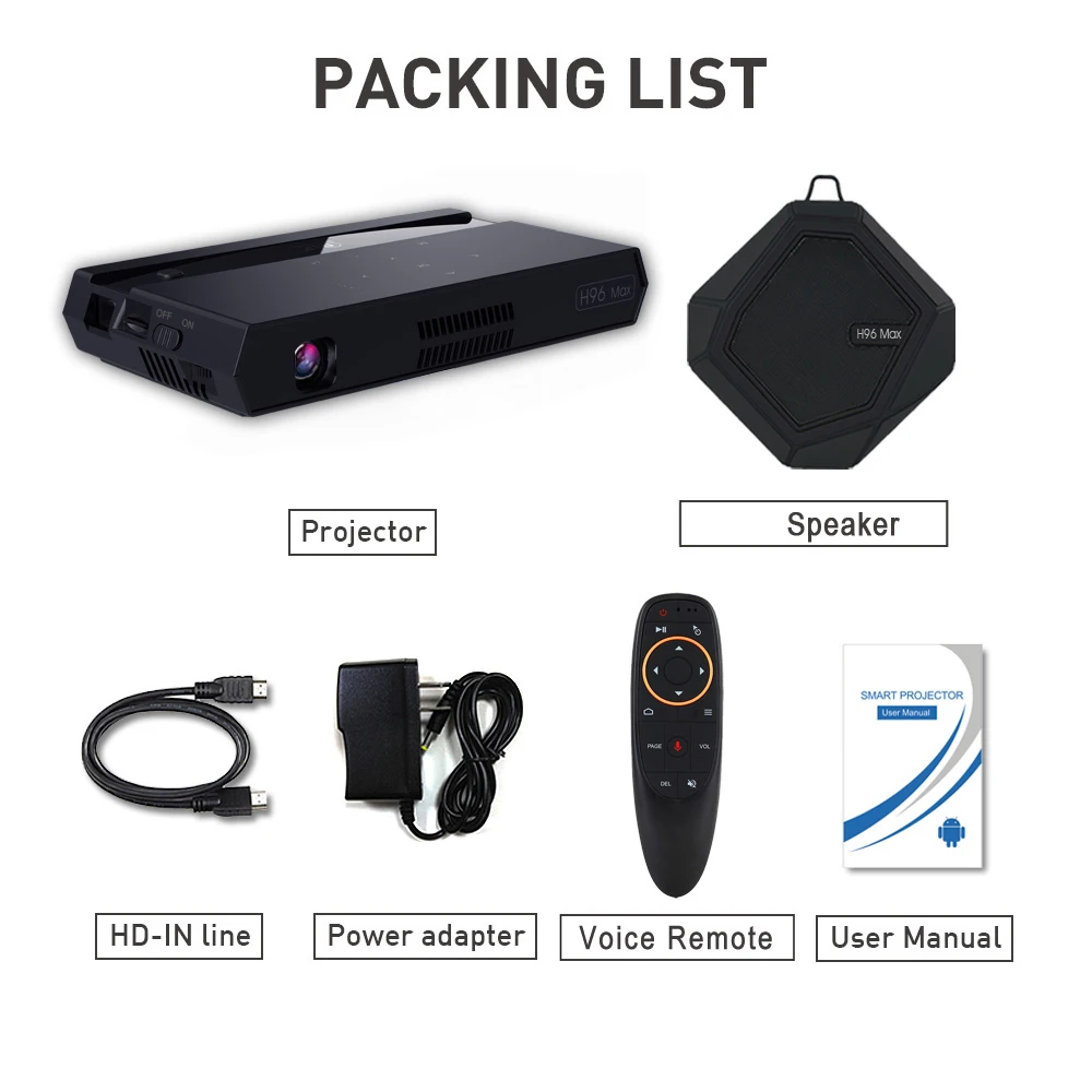 Factory H96 Max Dlp Projector 2gb Android 6.0 With Speaker Mini ...