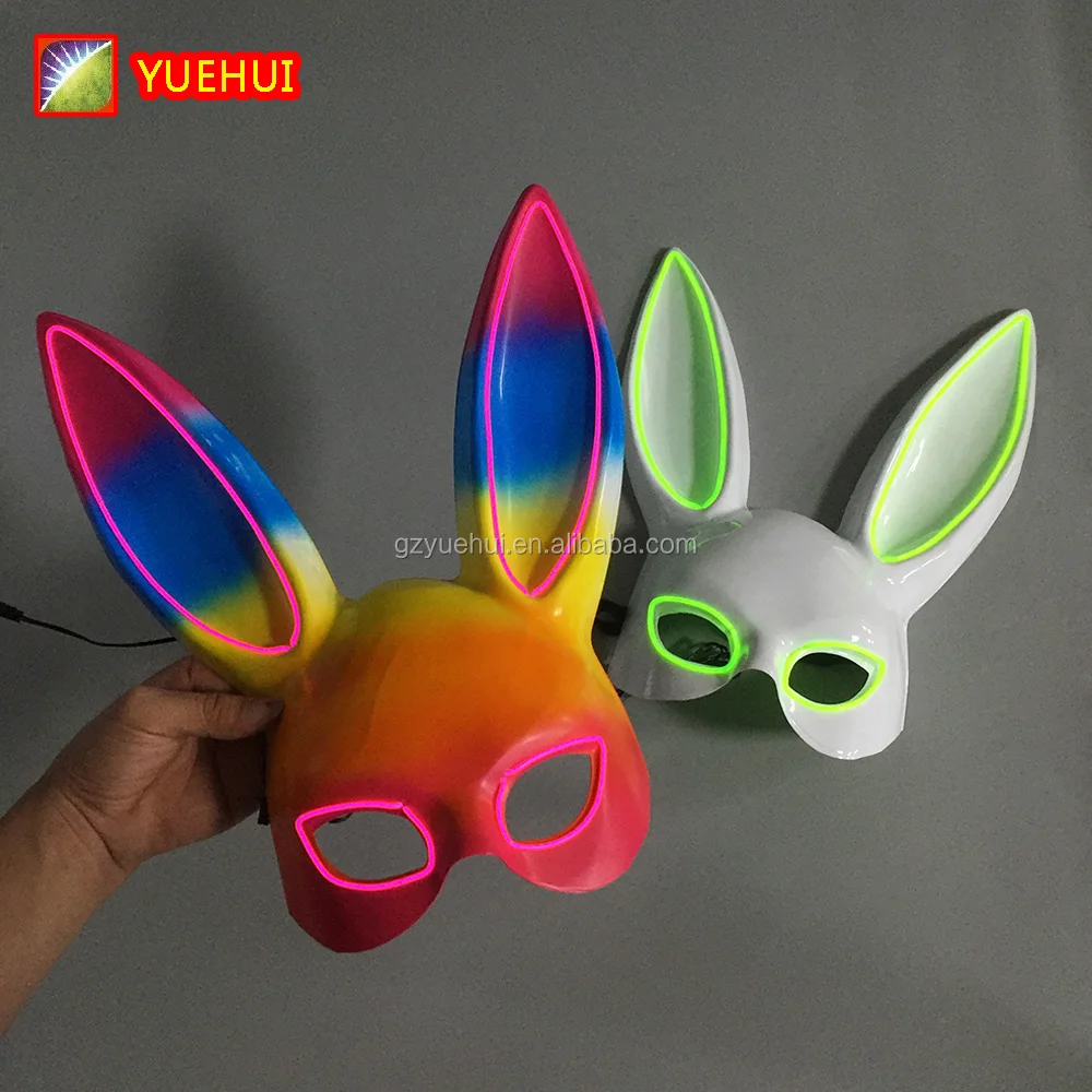 Night Club Accessories Sound Active Led Bunny Rabbit Mask Music ...