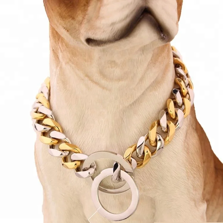 18k Gold Color Big Dog Chain In Stock 316 L Stainless Steel Best Chain ...