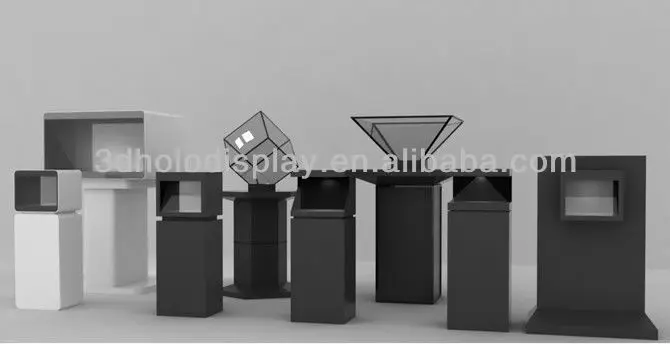 19" Inch 4 Sides Holographic 3D Pyramid Showcase , 360 Holox Box With ...