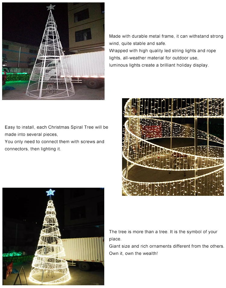 Outdoor Wire LED Lighted Christmas Tree Stage Show Decoration IP65 Rated
