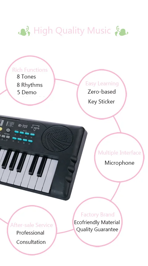 Mini 37 Keys Keyboard Piano - Ideal for Kids' Music Education