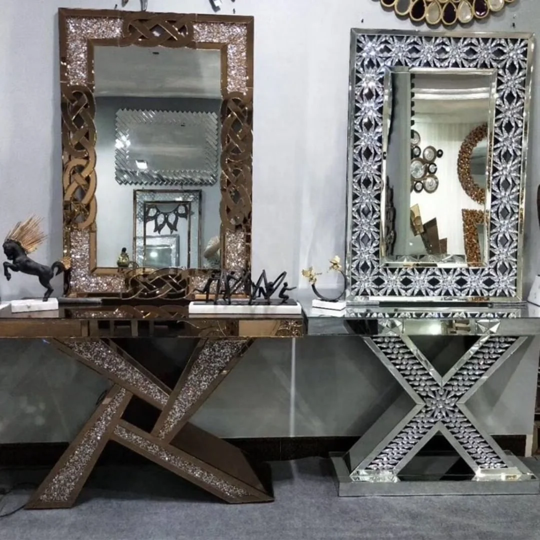 Diamond Crush Crystal Mirror Console Table Sparkle Sparkly Hallway Lounge Alibaba