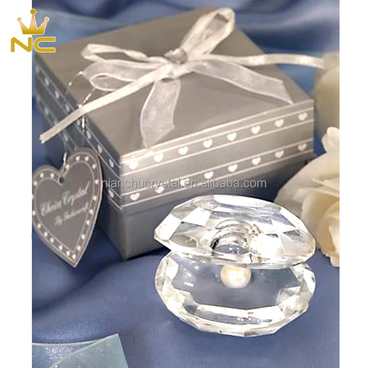 Wedding souvenirs Guests Glass Sea Shell Crystal Oyster With Pearl ...