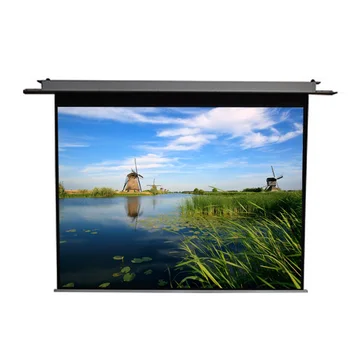 Case Hide In Ceiling Motorized Projector Screen With Remote Control And ...