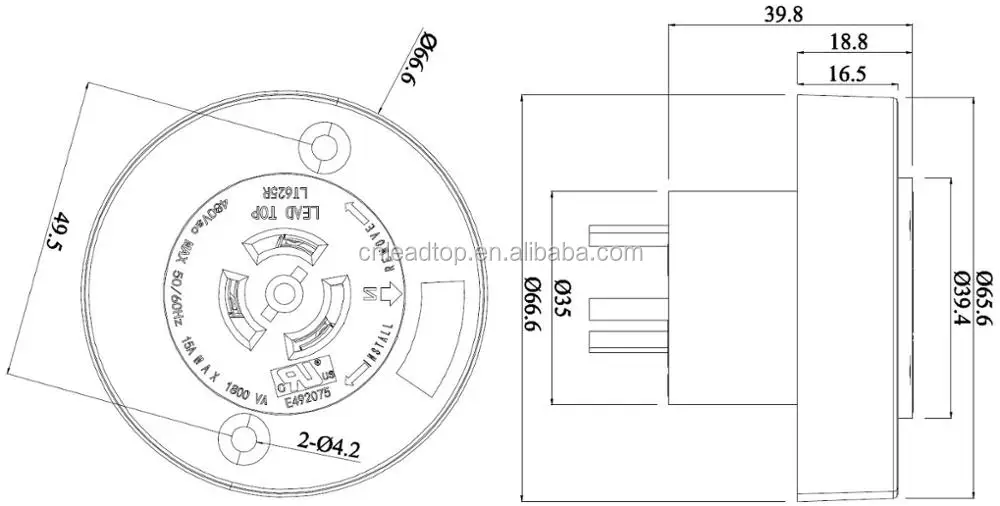 15a/1000w/1800va Rotatable Mounting Receptacle Nema 3 Pin Base For ...