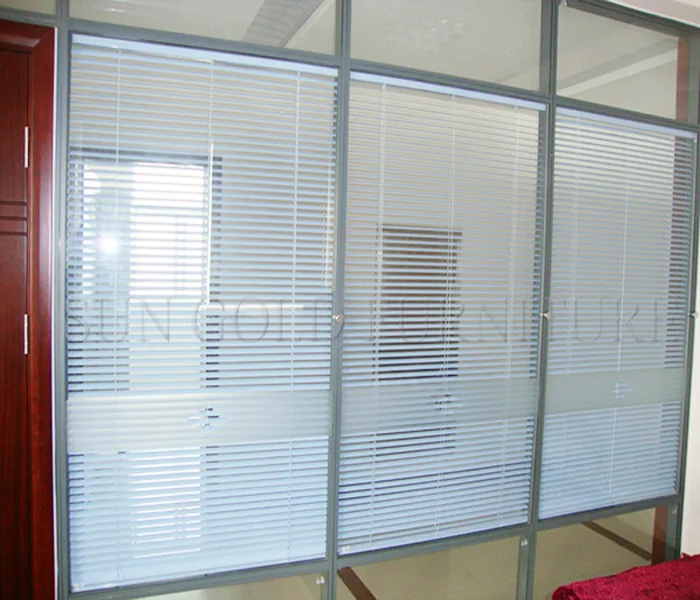 Modern full height glass partition with shutter curtain function office ...