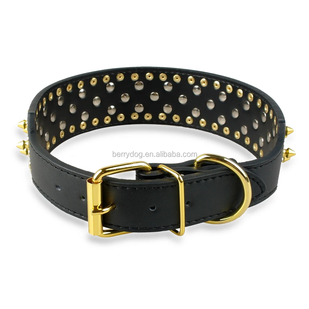 Beirui Luxury Heavy Duty Leather Pet Dog Collar Metal Rivet Decoration ...