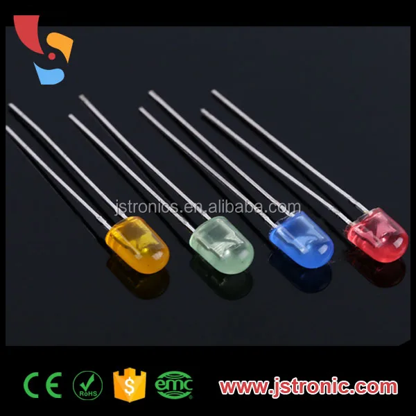Jstronic 5mm Red Diffused Oval LED Diode - High Brightness 1800-2300mcd ...
