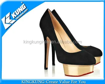 Classical Black Gold Platform High Heel Pump - Buy Platform High Heel ...