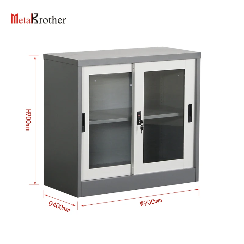 Sliding Glass Door Short File Cabinet With Safe Lock Metal Display Book ...