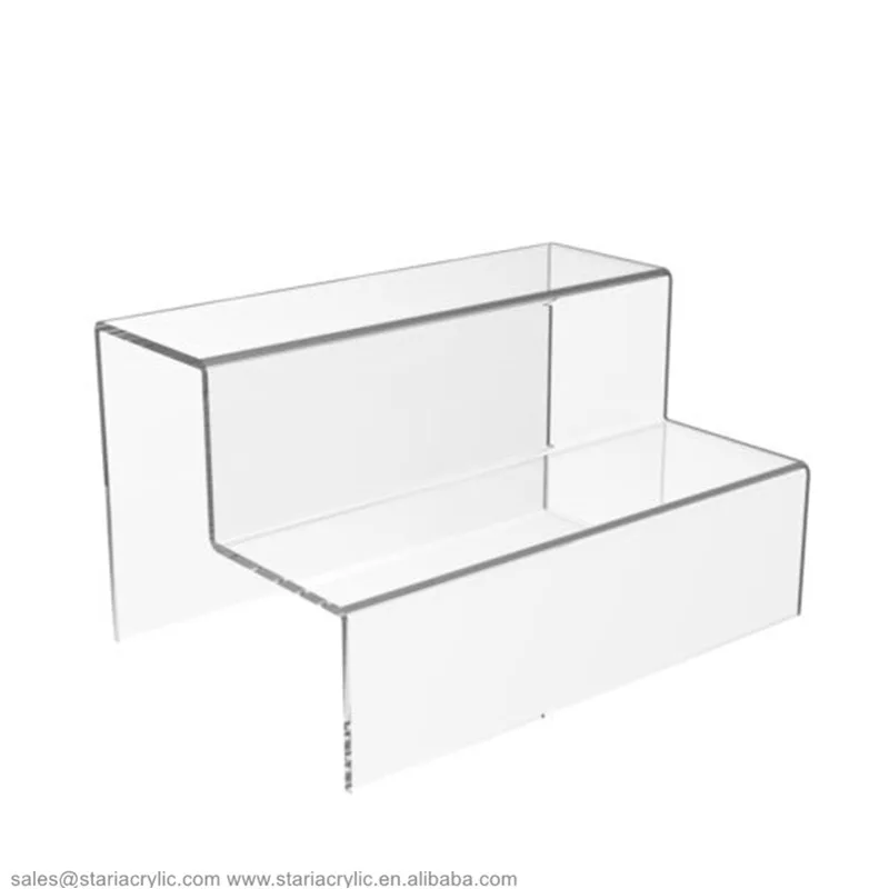 Acrylic Stair Display 2 Stepped Tier Shelf Rack Acrylic Jewellery Riser ...